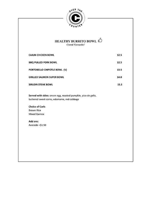 Cafe Dine-in Menu | otccafe